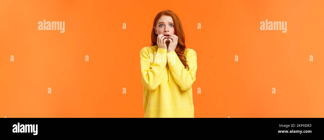 Movies, feelings and real emotions concept. Startled, speechless and ...