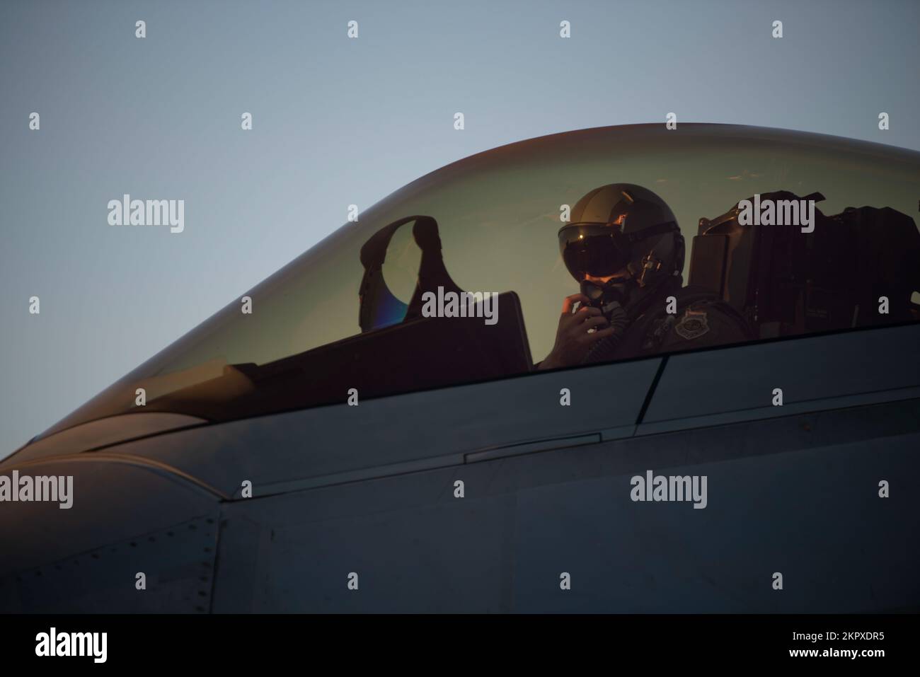 A U.S. Air Force F-22 Raptor pilot assigned to the 94th Fighter ...