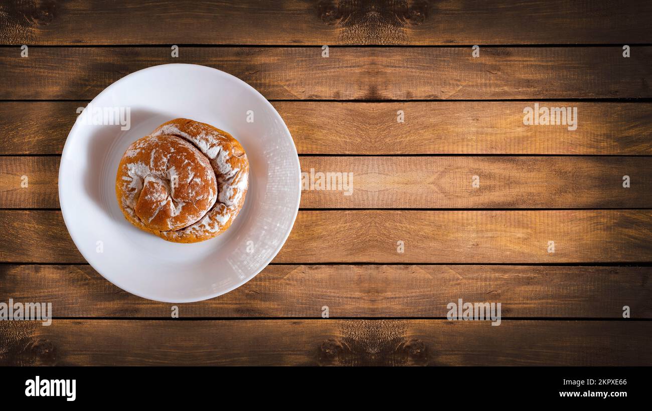Ensaimada typical of the bakery of Mallorca in the Balearic Islands ...