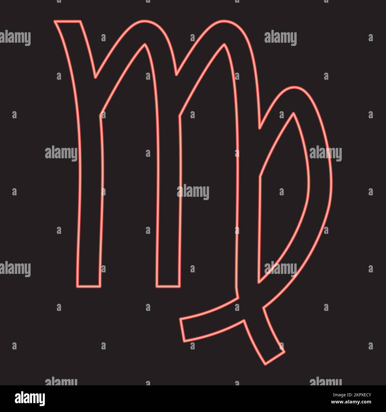 Neon virgin symbol zodiac red color vector illustration image flat ...