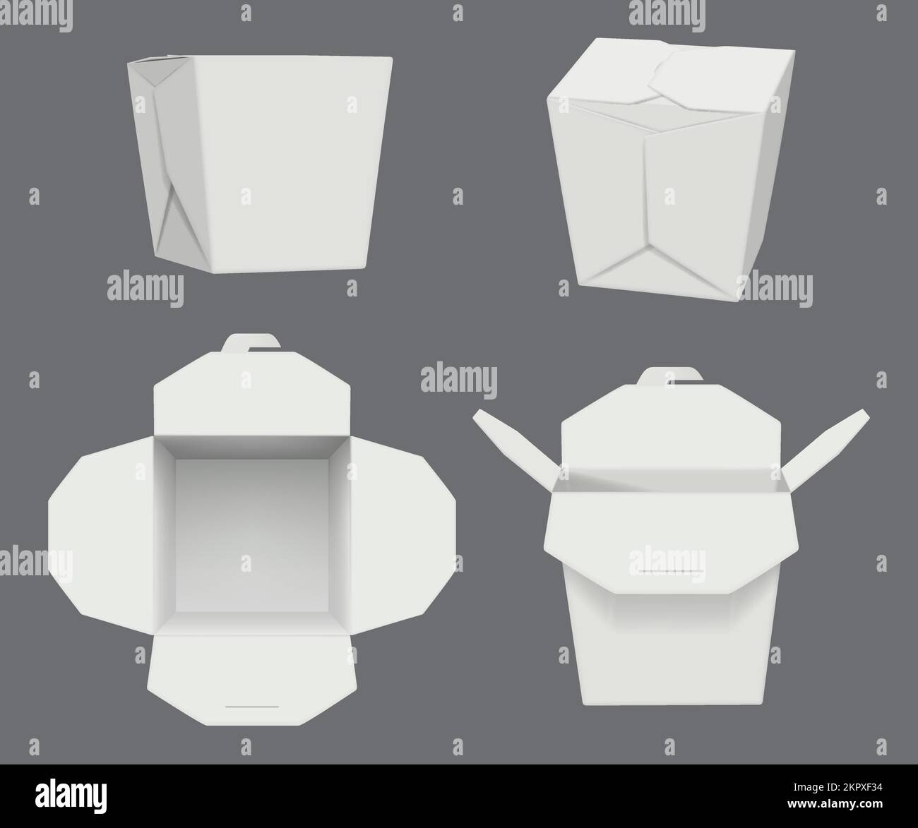 Cardboard wok box. Containers for asian fast food hand made crafted ...