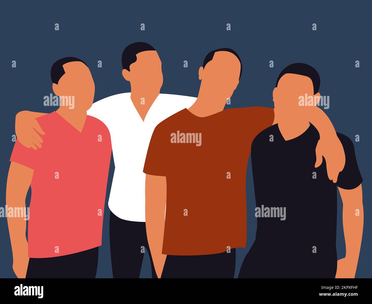 Friends. Group of men friends flat design illustration. Group of white ...