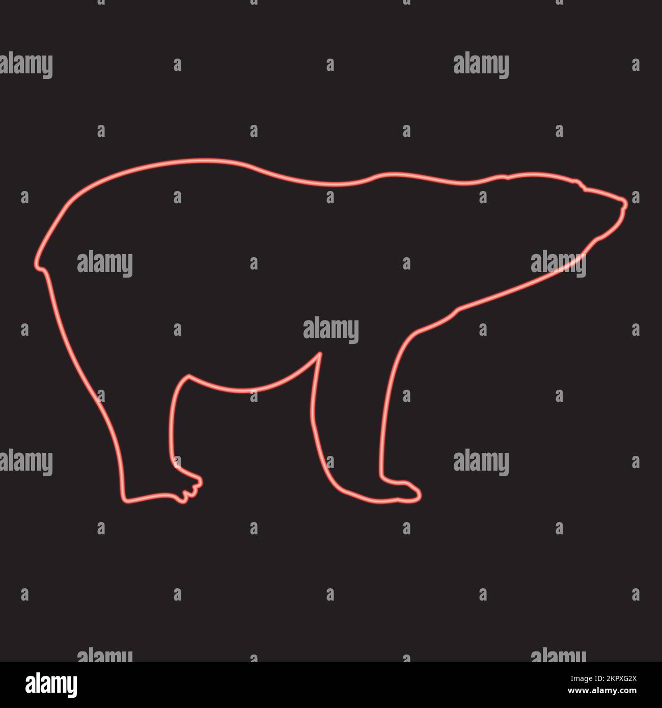 Neon polar bear red color vector illustration image flat style light ...