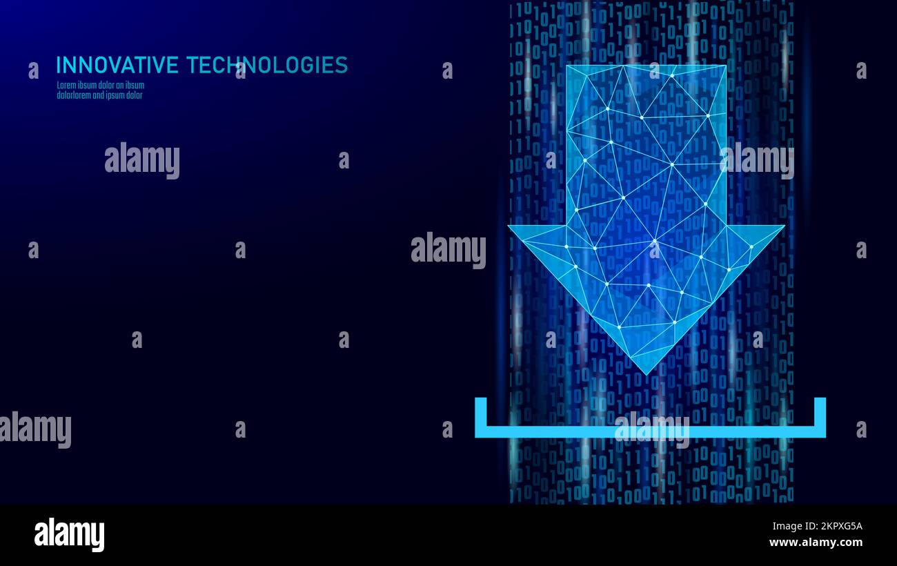 Download arrow low poly sign. Blue triangle line symbol. Mobile web ...