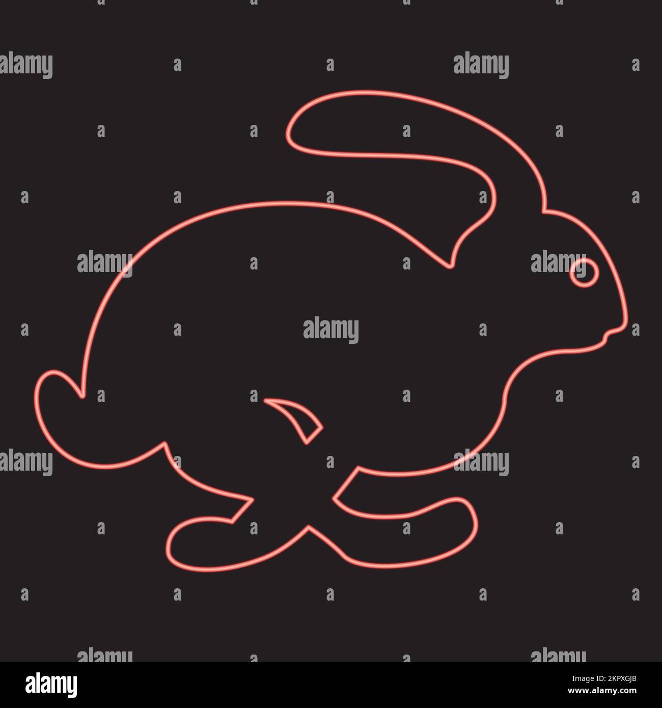 Neon rabbit hare concept speed red color vector illustration image flat ...