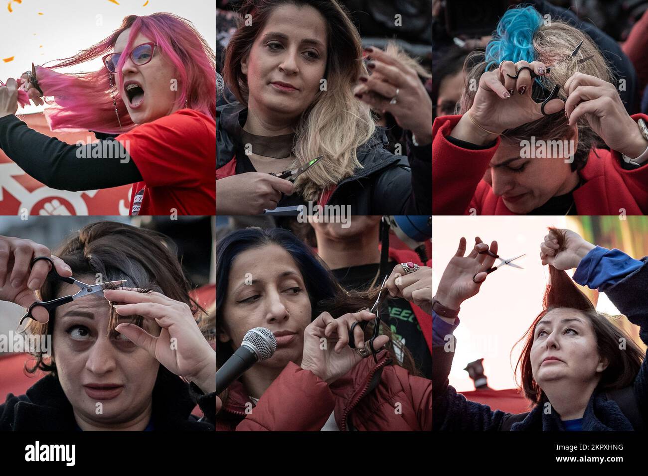 London, UK. 26th November, 2022. Iranian hair cutting protest(x6 image ...