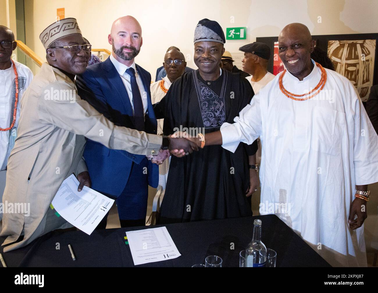 Professor Abba Tijani (left) General Director- General of NCMM Shakes ...