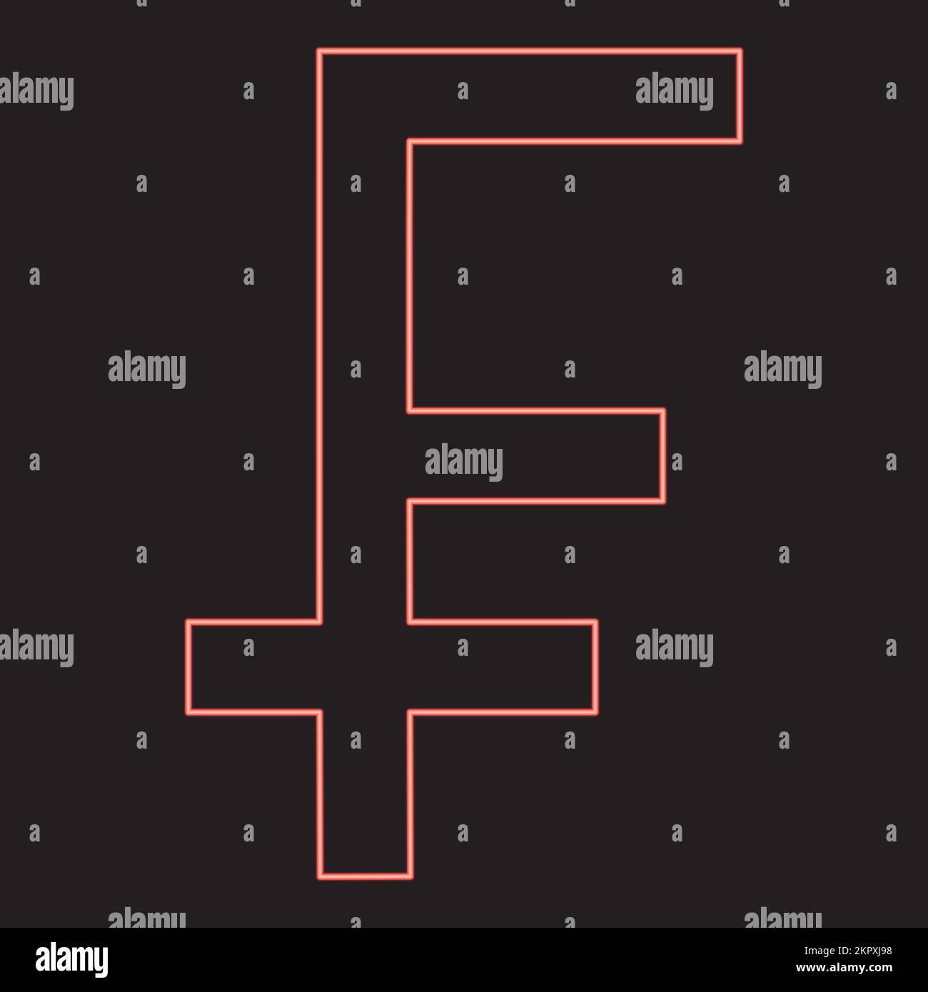 Neon franc symbol red color vector illustration image flat style light ...