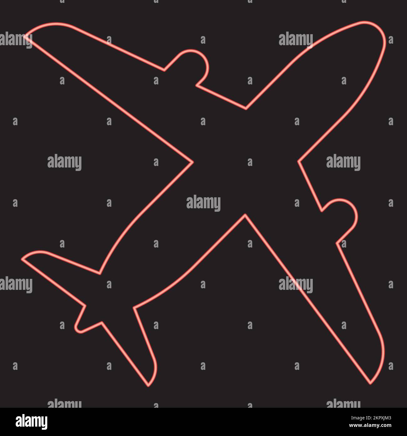 Neon airplane red color vector illustration image flat style light ...