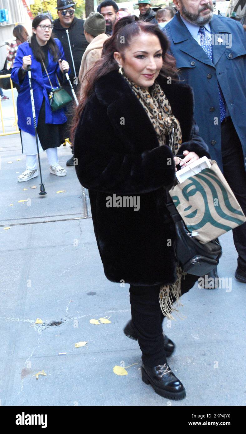 New York, NY, USA. 28th Nov, 2022. Gloria Estefan seen after an ...