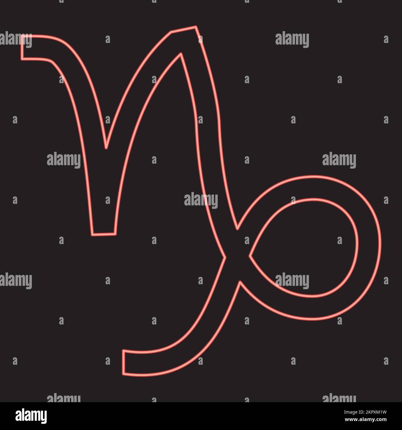 Neon capricorn symbol zodiac red color vector illustration image flat ...