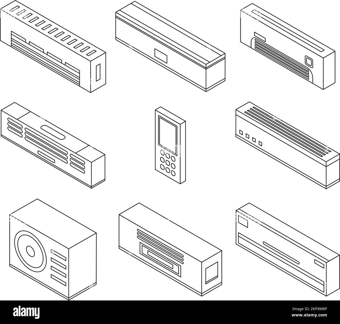 Conditioner icon set. Isometric set of conditioner vector icons outline ...