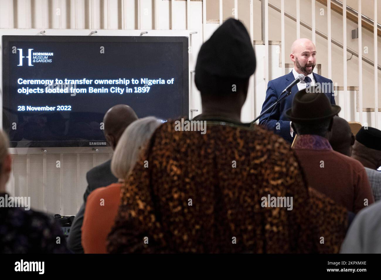 Michael Salter- Church, Chair of of the board of Trustees speaks at the ...