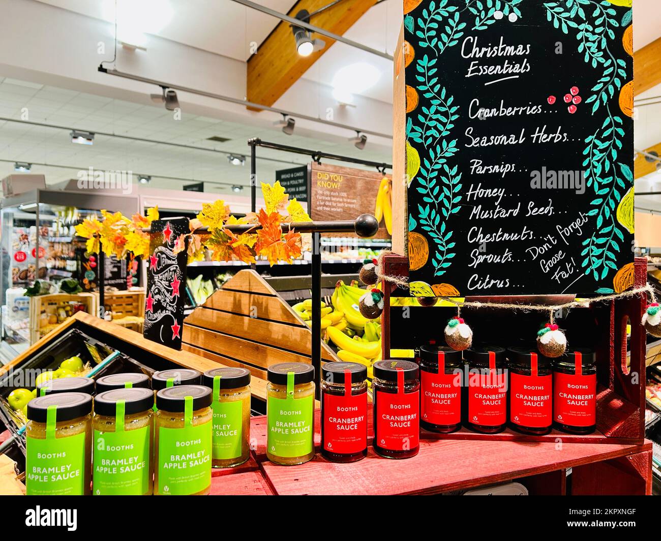 Christmas essentials display in supermarket Stock Photo - Alamy