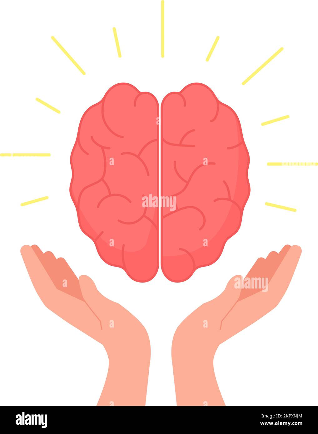 Doctor hands with brain. Growing mind in psychologist hand, mental ...