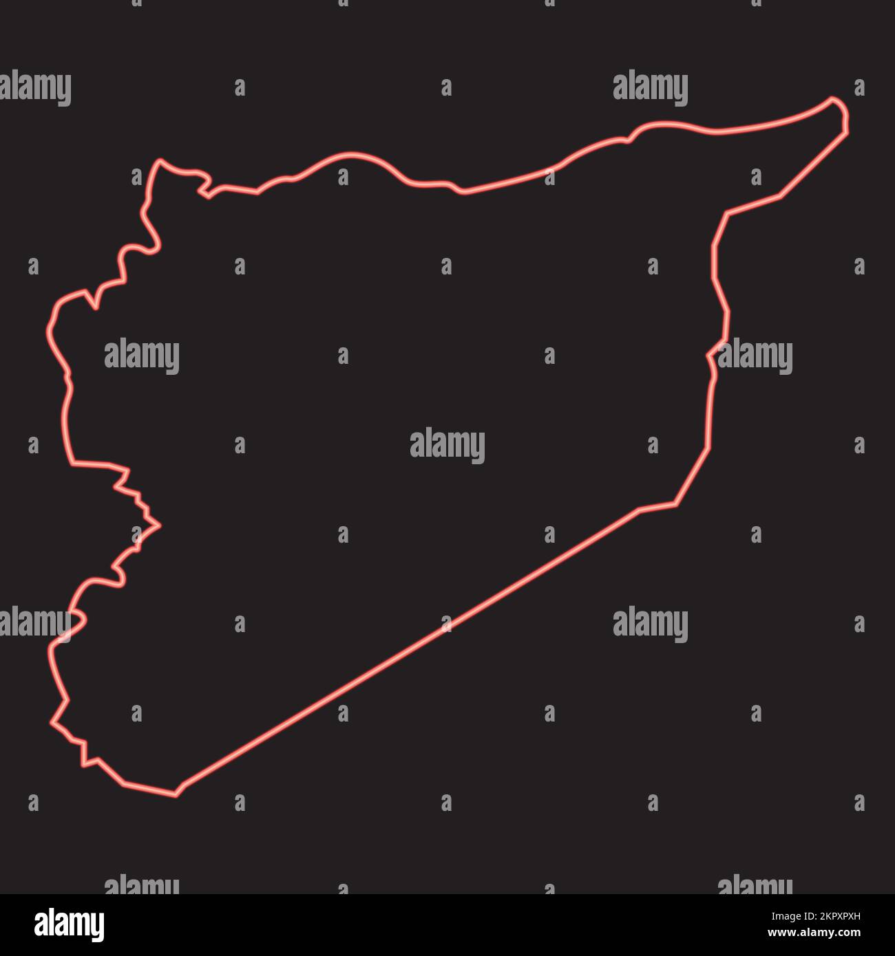 Neon map of syria red color vector illustration image flat style light ...