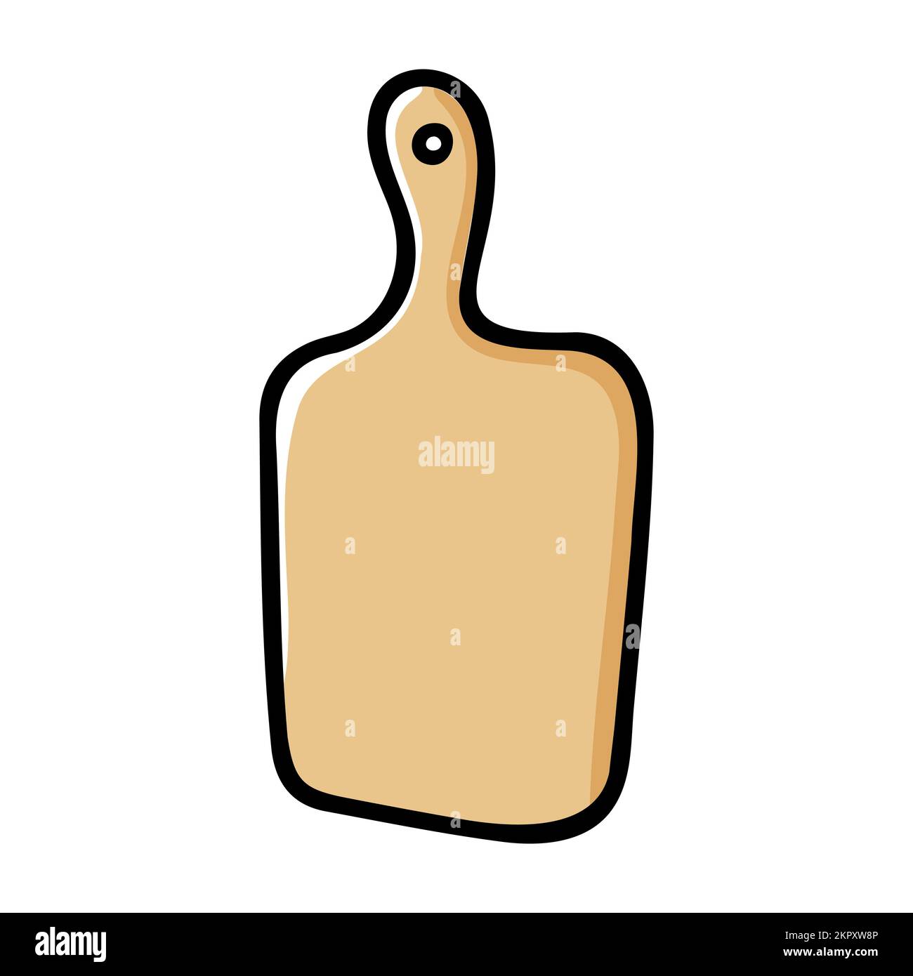 Doodle cutting board. Hand-drawn cooking surface isolated on white ...