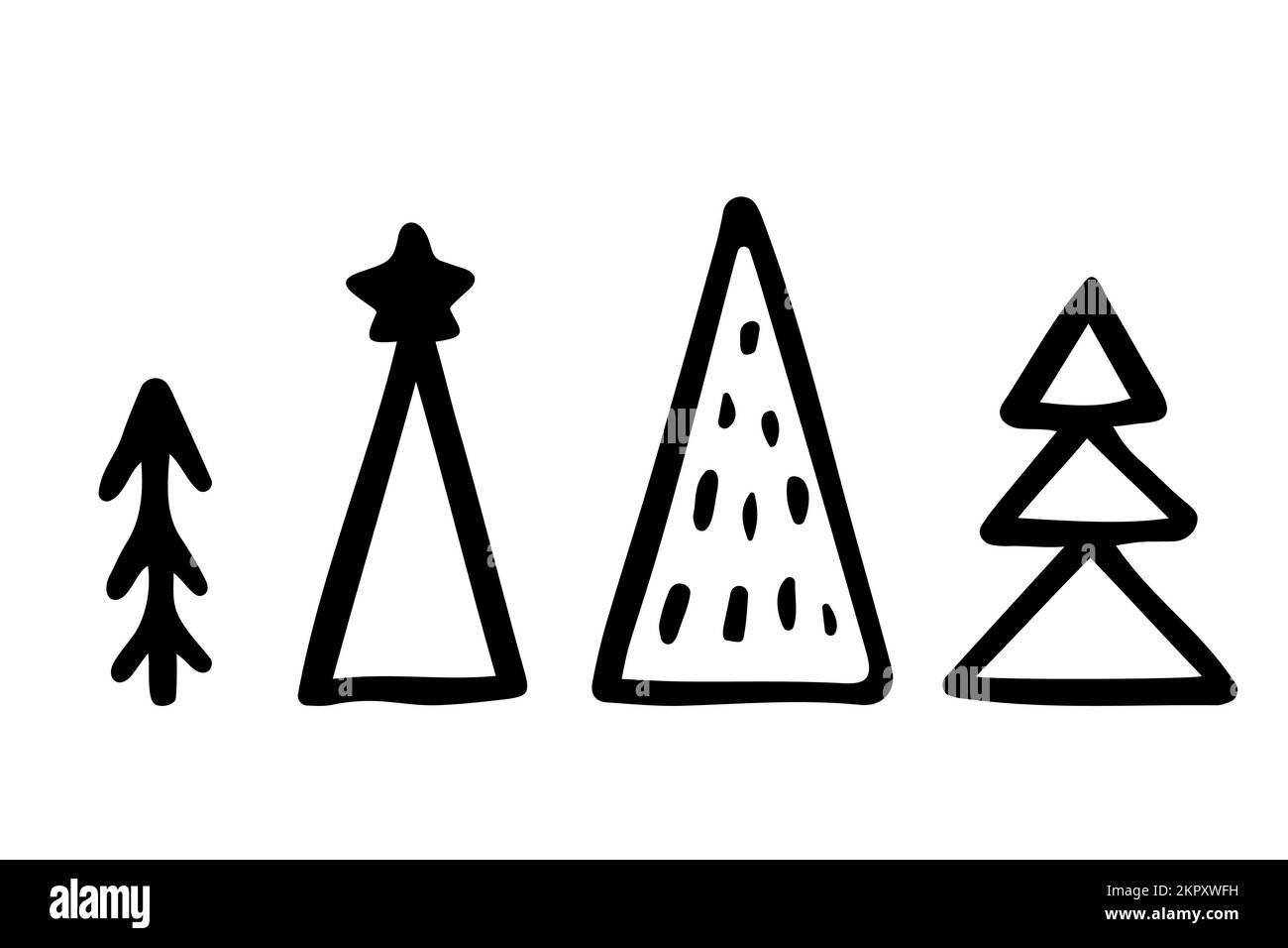 Vector doodle Christmas tree illustration. Hand-drawn fir tree isolated ...