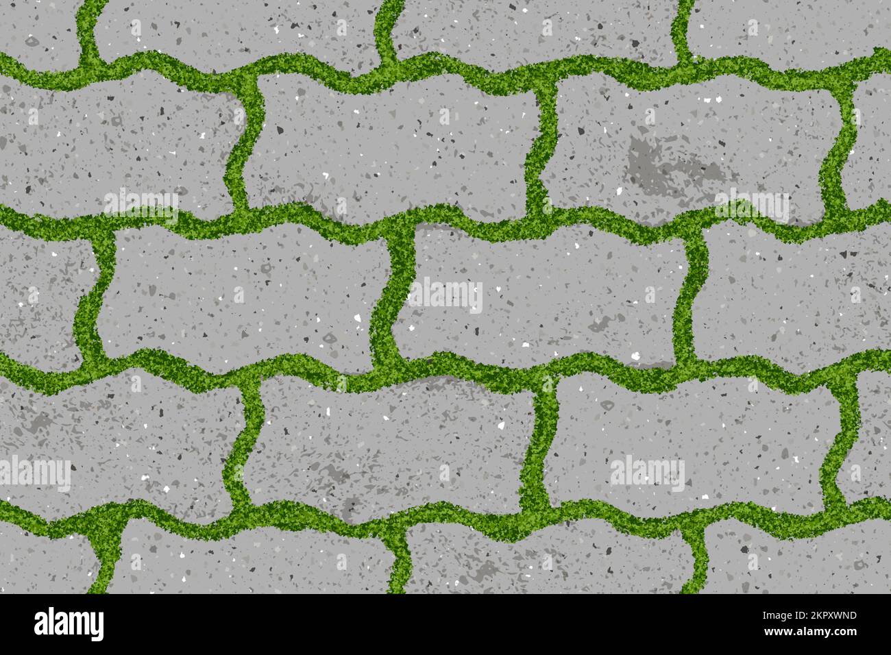 Seamless Pattern Of Old Pavement With Moss And Figured Interlocking