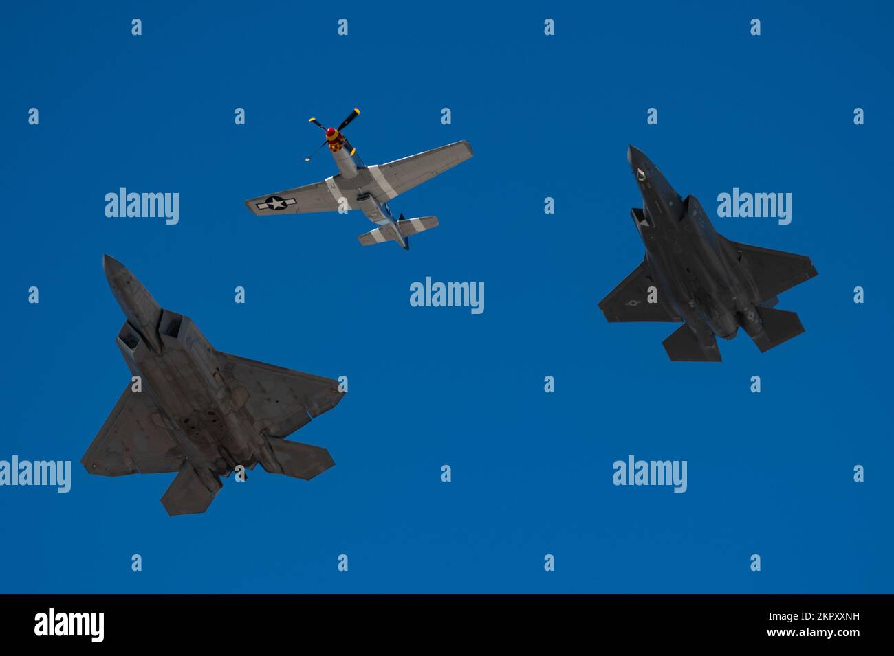 A United States Air Force Heritage Flight demonstration is performed ...