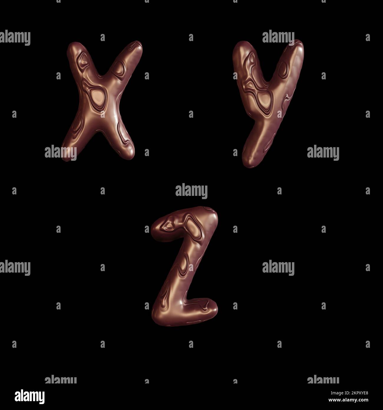 3D rendering of chocolate swirl bar alphabet - letters X-Z Stock Photo ...