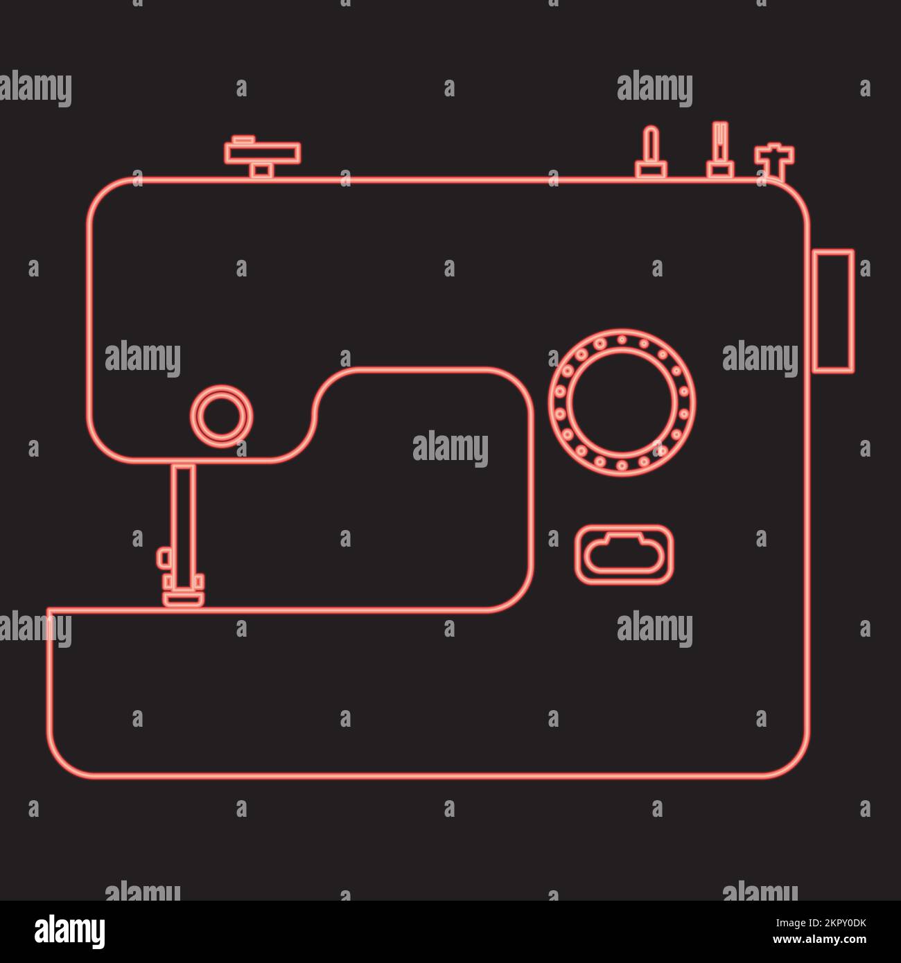 Neon sewing machine red color vector illustration image flat style ...