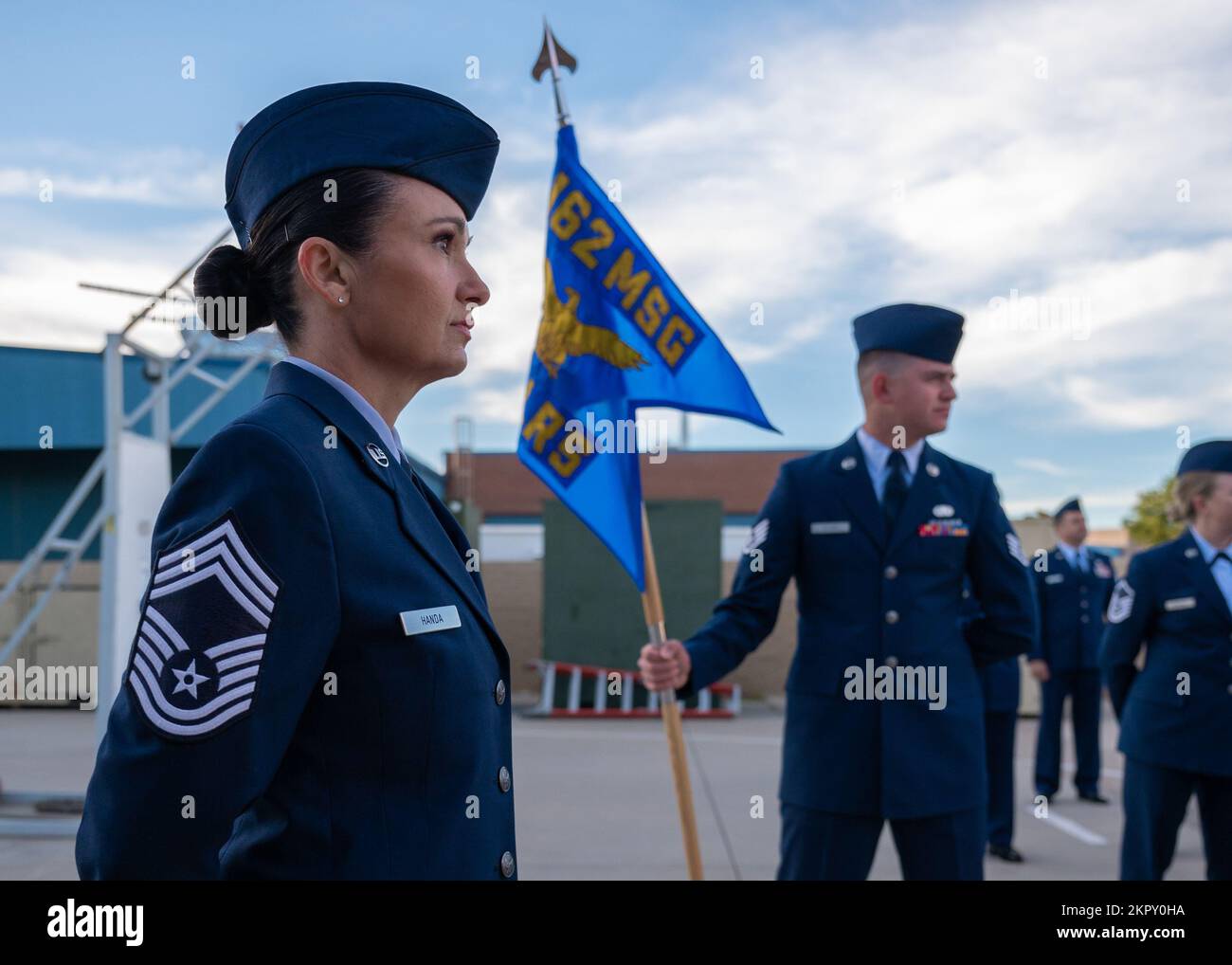Members of the 162nd Logistics Readiness Squadron wait in formation ...