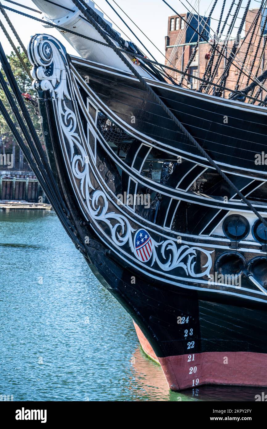 trailboard carvings on the USS Constitution bow with the 2978 ...
