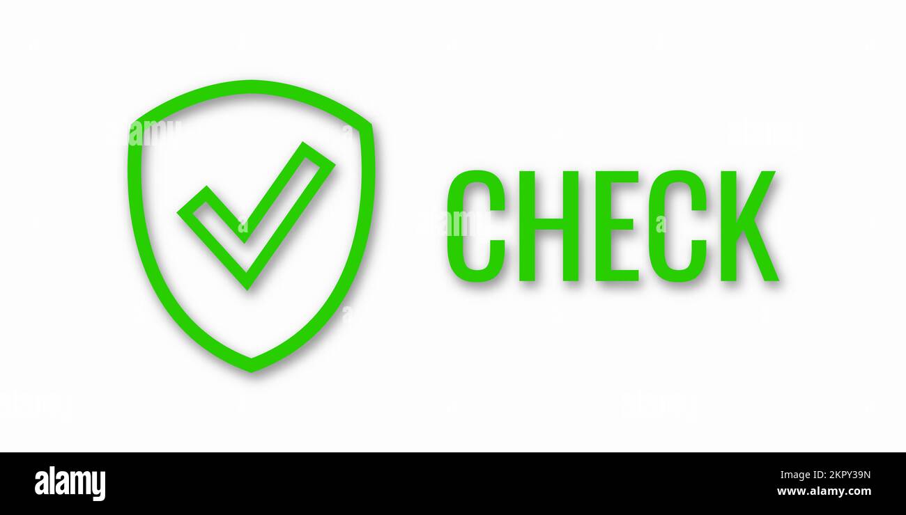 Banner shield check mark icon. Place for your text. Cope space. Vector ...