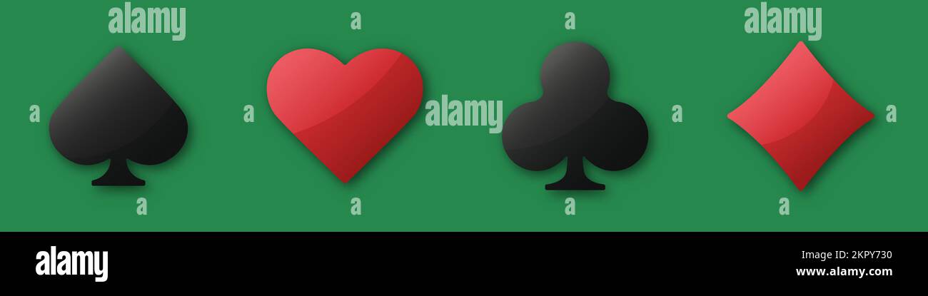 Set collection gambling sign symbol of playing card suits and chips for ...