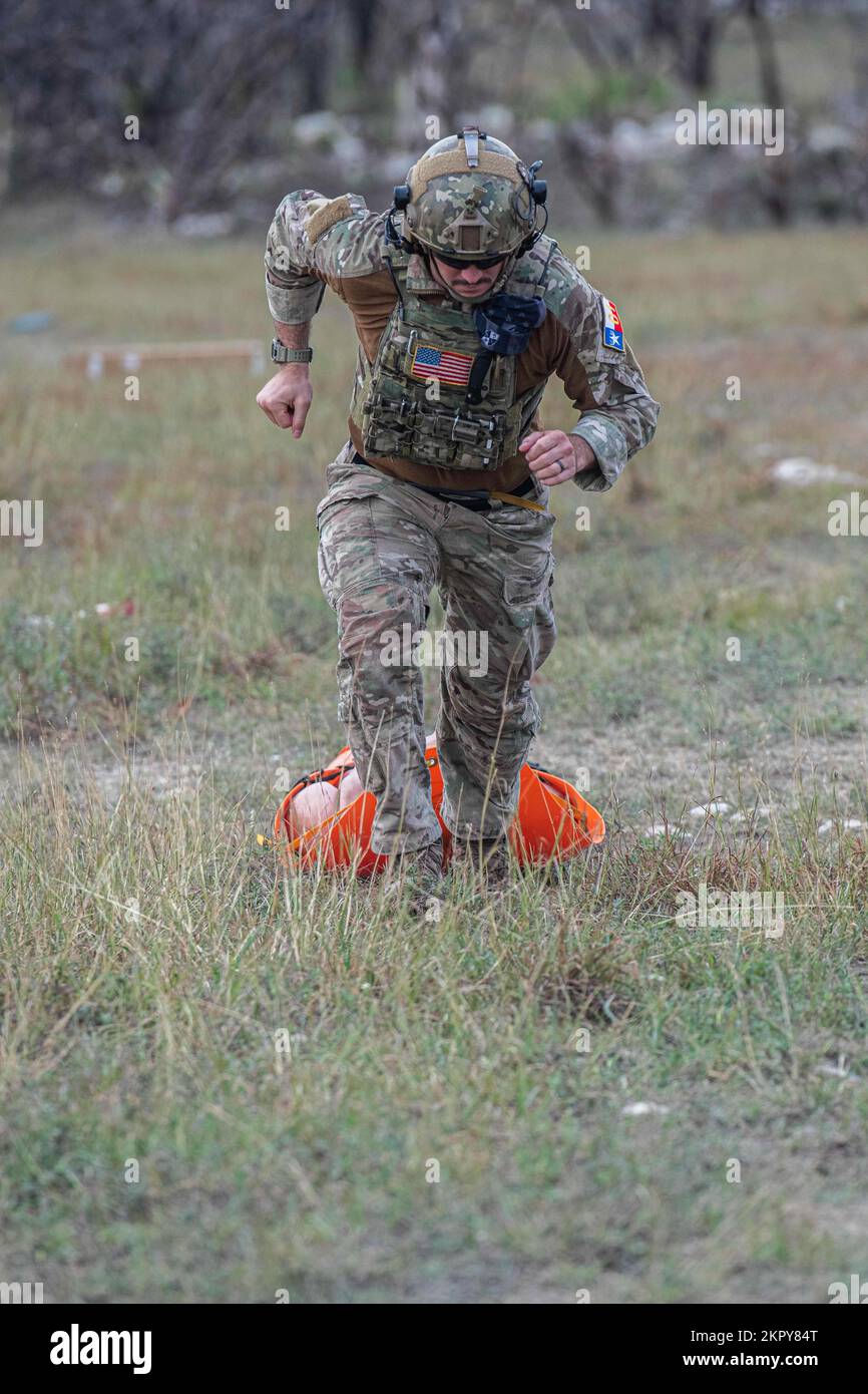 A U.S. Air Force Tactical Air Control Party (TACP) specialist executes ...