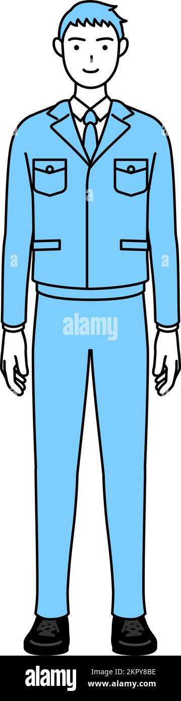 Simple line drawing of a Man in work clothes Stock Vector Image & Art ...