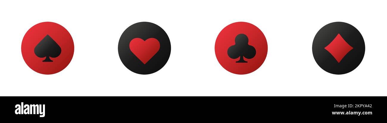 Set collection gambling sign symbol of playing card suits and chips for ...