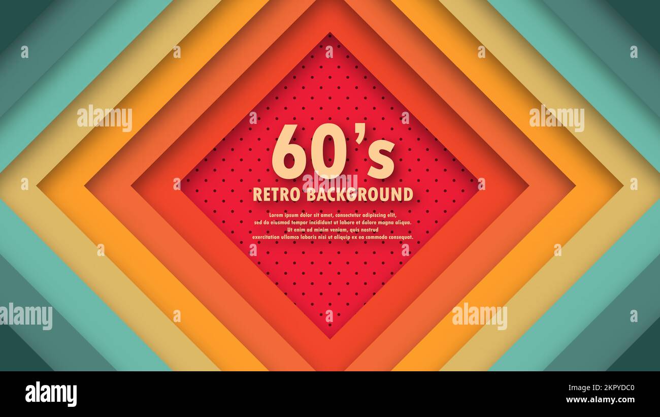 Abstract funky 1960's background with rhombus elements and retro colors ...