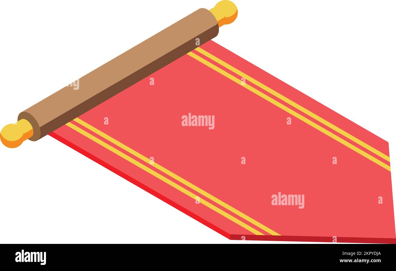 Chinese scroll icon isometric vector. China decoration. Roll red Stock ...