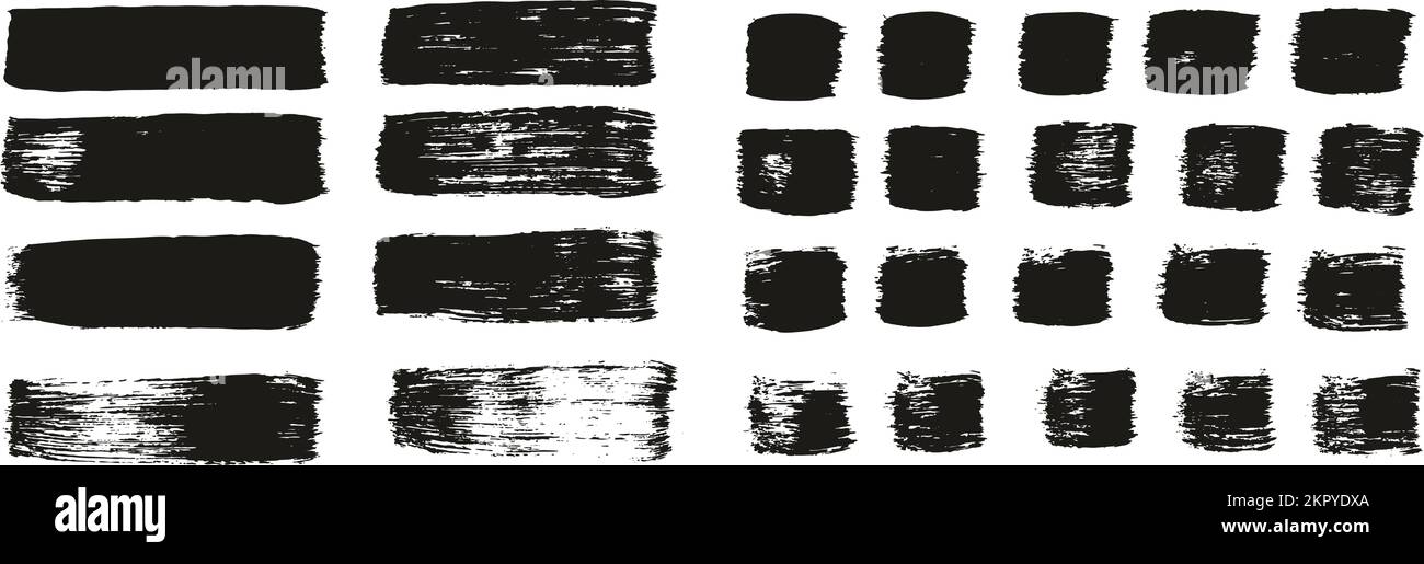 Flat Paint Brush Thick Straight Lines Mix High Detail Abstract Vector ...