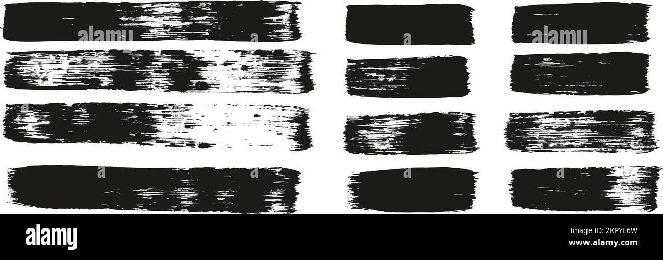 Flat Paint Brush Thick Straight Lines Mix High Detail Abstract Vector ...