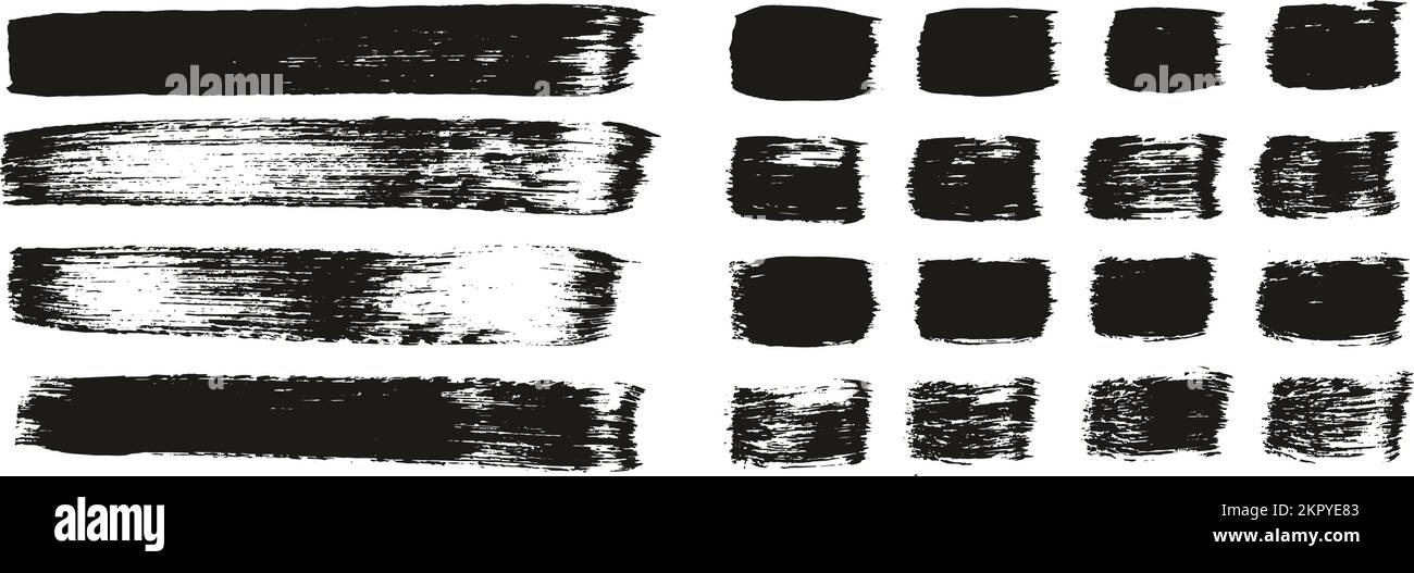 Flat Paint Brush Thick Straight Lines Mix High Detail Abstract Vector ...