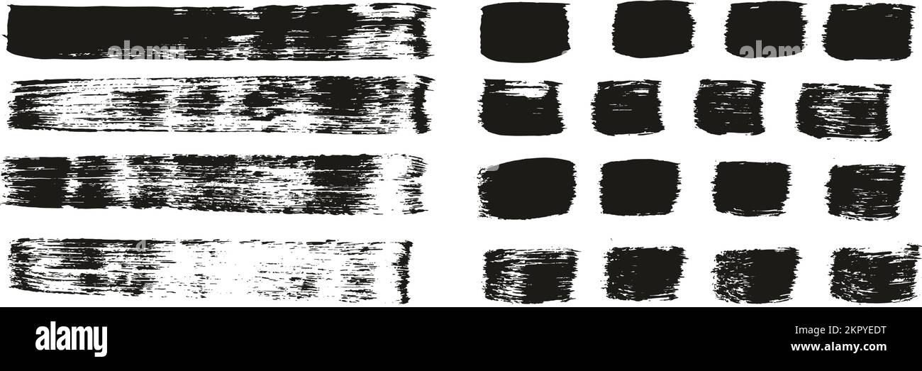 Flat Paint Brush Thick Straight Lines Mix High Detail Abstract Vector ...