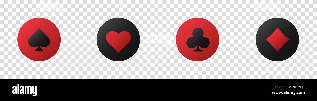 Set collection gambling sign symbol of playing card suits and chips for ...