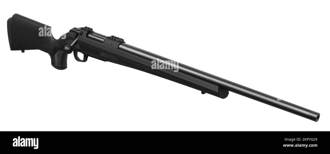 Modern bolt carbine isolated on white background. Weapons for sports ...