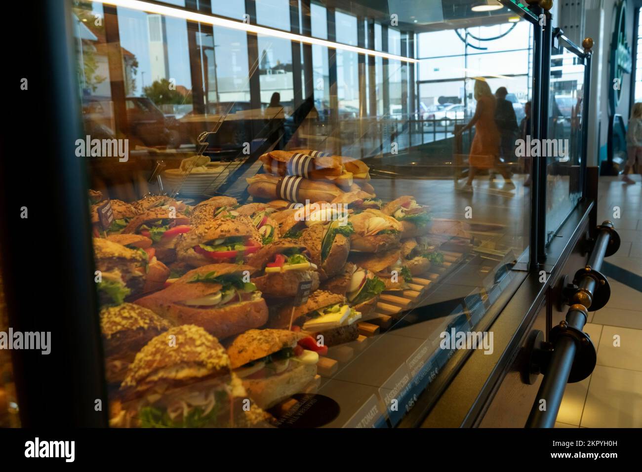 showcase fast food with sandwiches, wraps tortilla and burgers cafe on ...