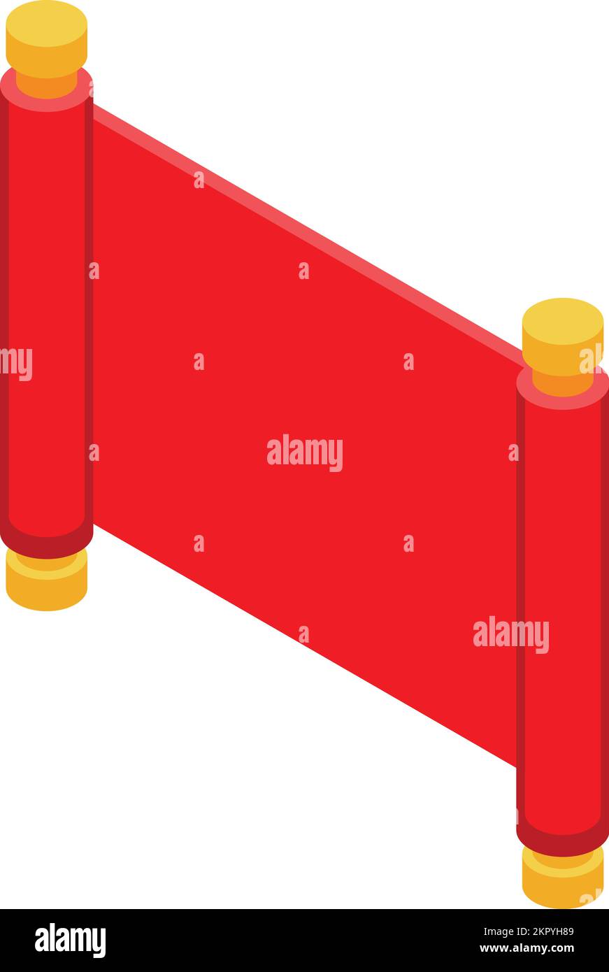 Red full scroll icon isometric vector. Chinese decoration. Gold board ...
