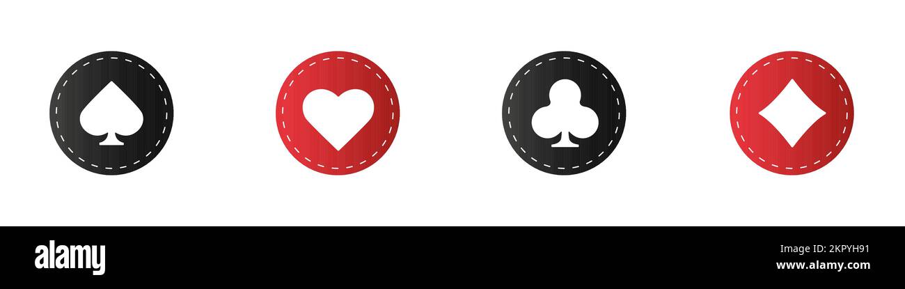 Set collection gambling sign symbol of playing card suits and chips for ...