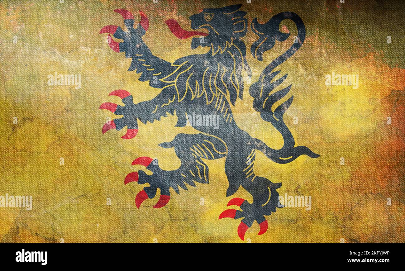 retro flag of Dutch peoples French Flemish people with grunge texture ...