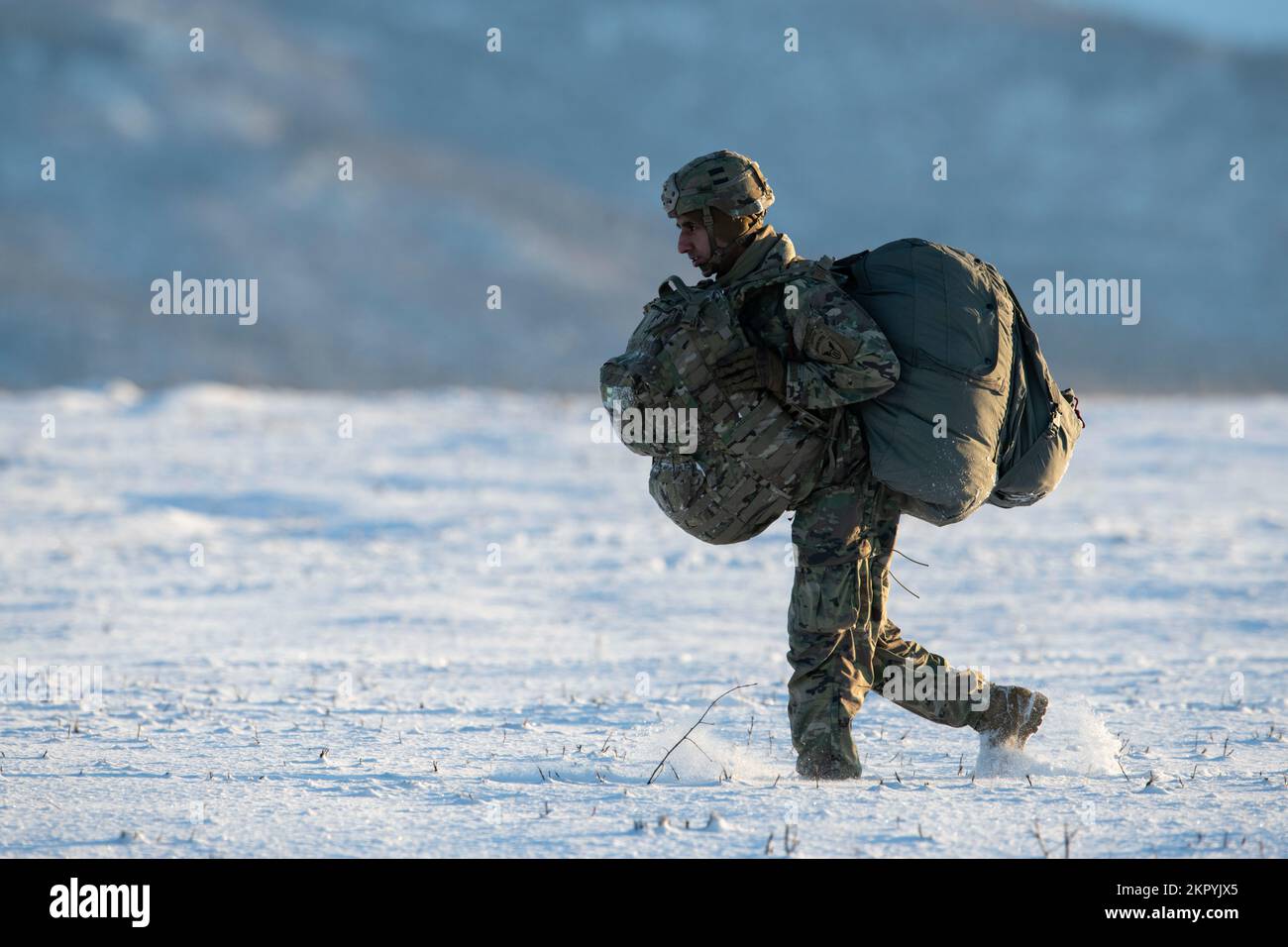 A U.S. Army paratrooper assigned to the 725th Brigade Support Battalion ...