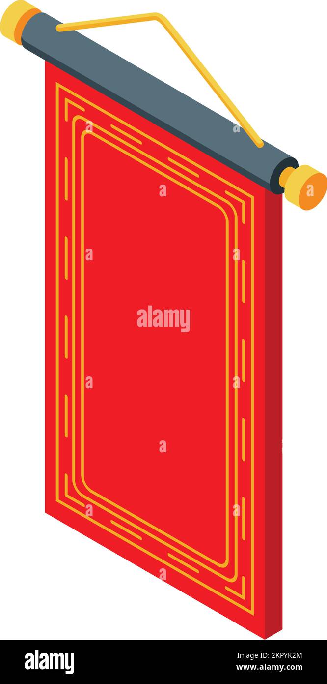 Red roll icon isometric vector. Chinese scroll. Paper decoration Stock ...