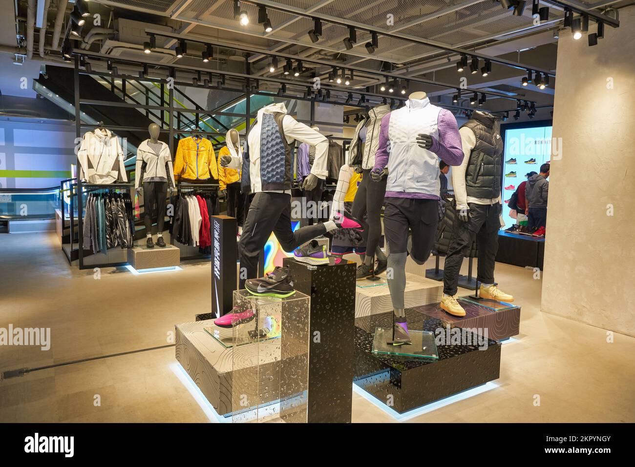HONG KONG - CIRCA DECEMBER, 2019: interior shot of Nike store in Hong ...
