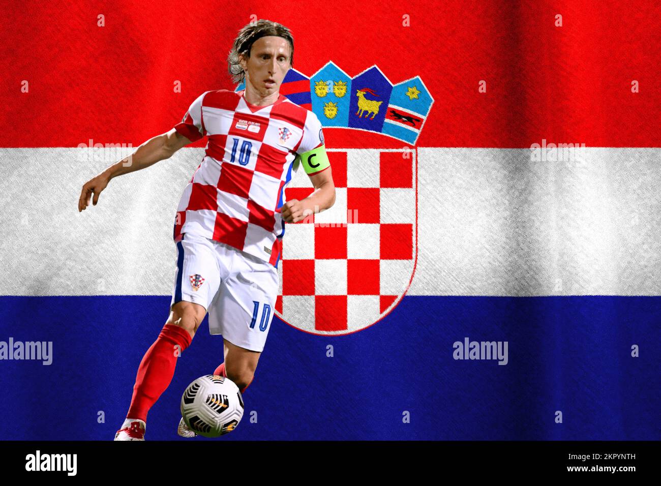 Luka Modrić and Croatian flag Stock Photo - Alamy
