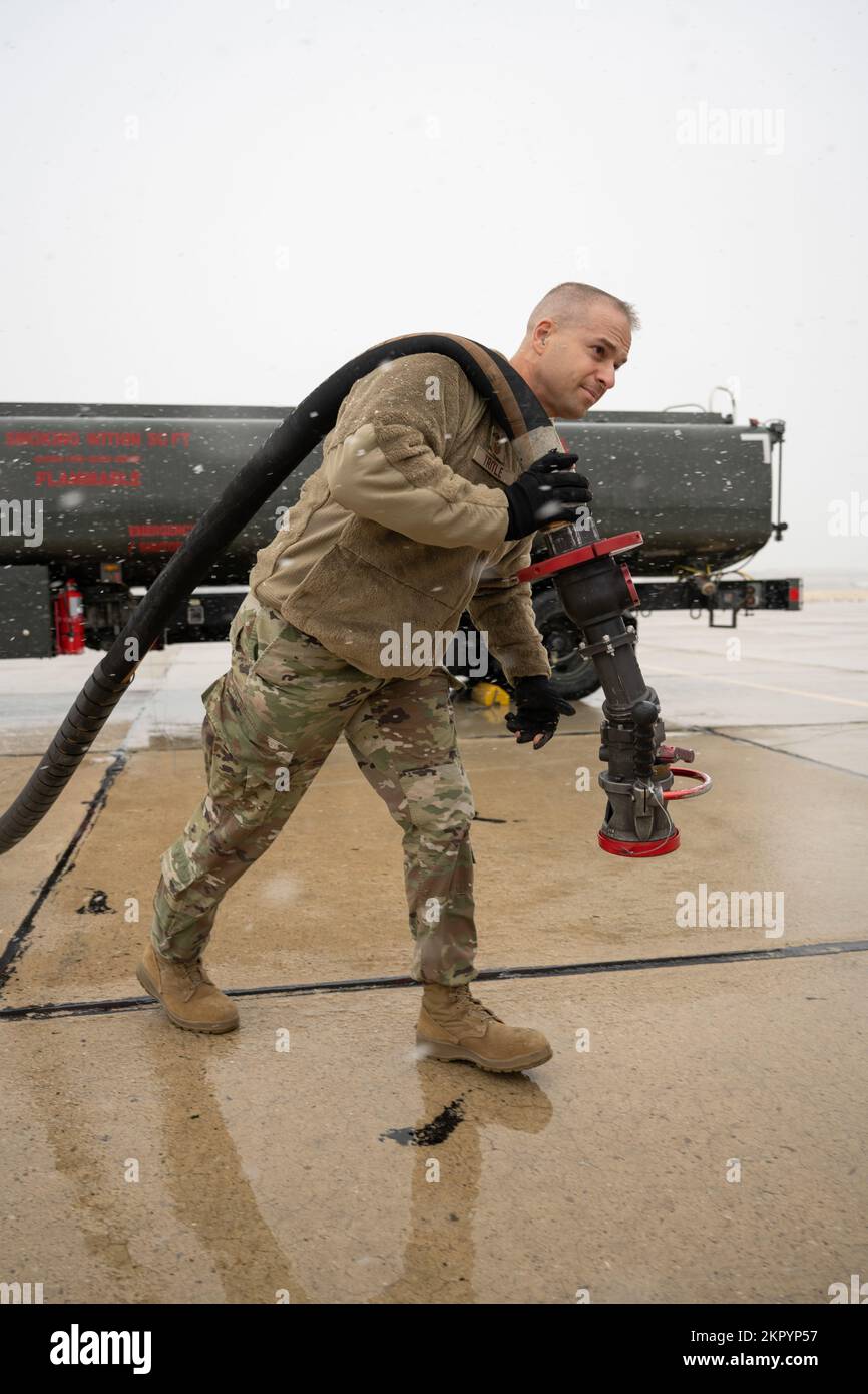 Chief Master Sgt. James Tritle conducts his fini-fuel at Gowen Field ...